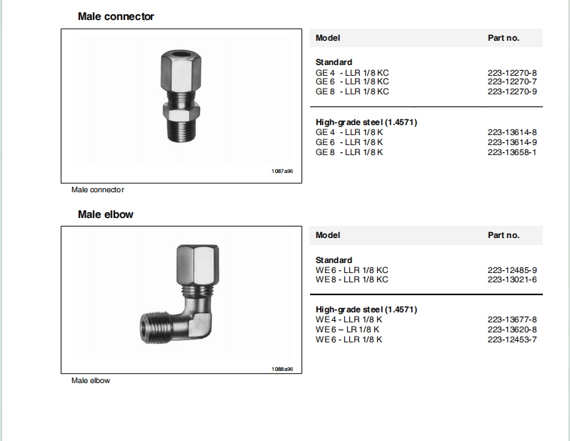 Male Connector for mesolube lubrication parts in lubrication system ...