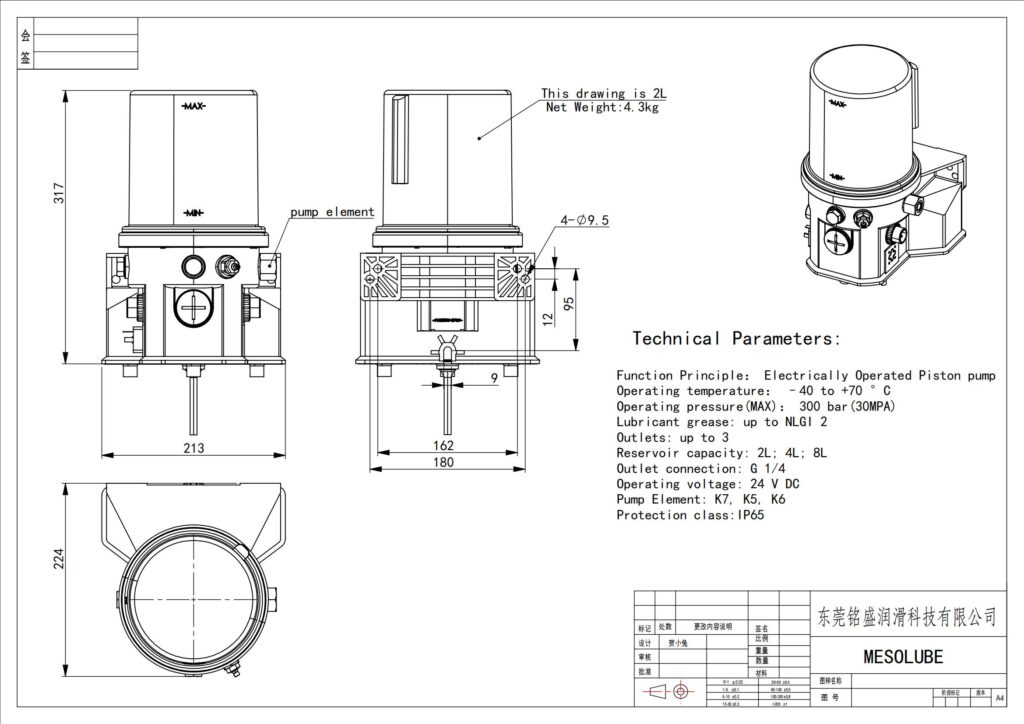 P300-2L Automatic grease Lubrication Pump with controller in a ...